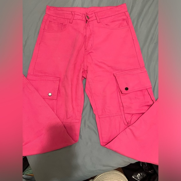 SHEIN | Pants | Mens Hot Pink Cotton Cargo Pants | Poshmark